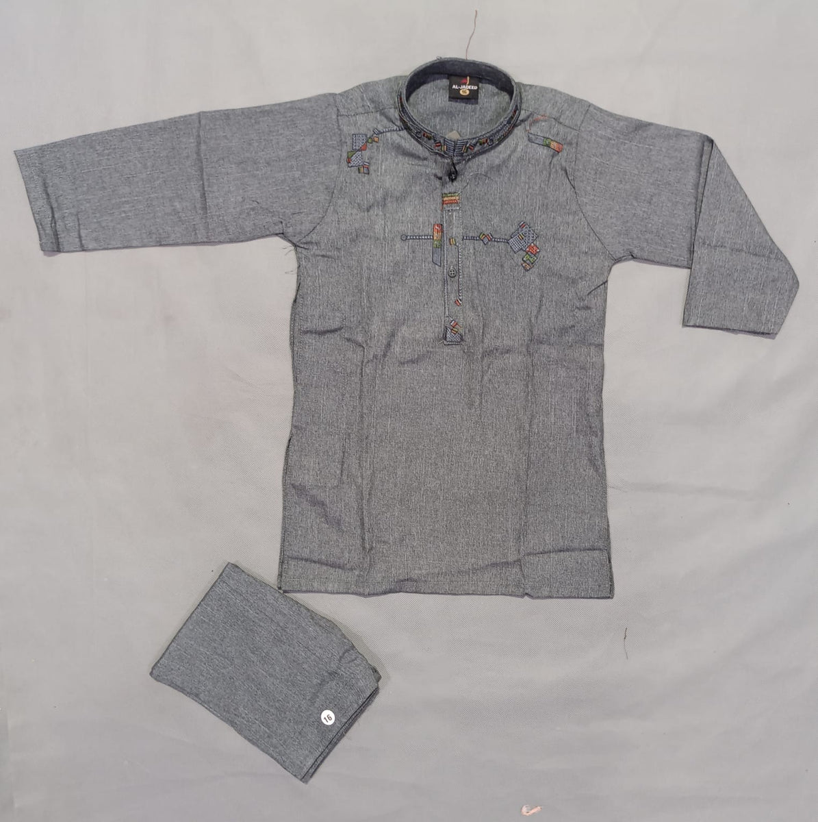 Baby Boy Shalwar Kameez In Embroidery Design Grey Color – Baby Bazar