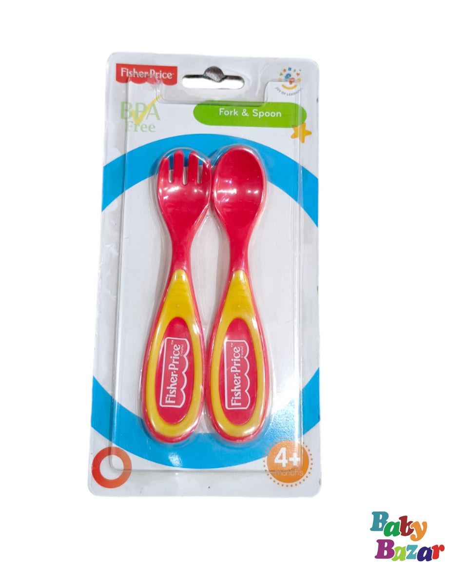 Baby Feeding Spoon And Fork imported Plastic Material In Red Color ...
