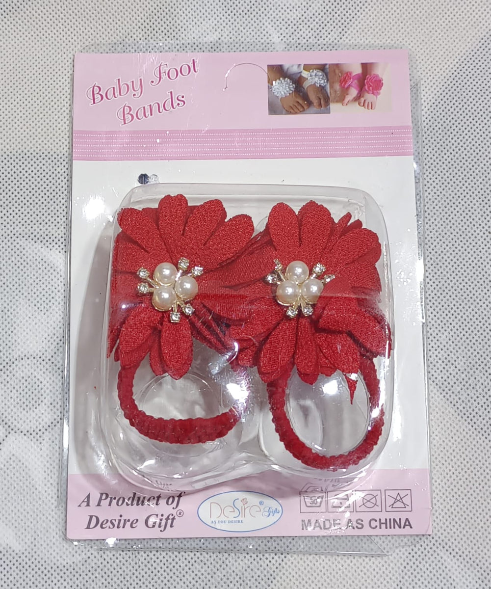 Baby Foot Bands In Red Color Beautiful Design – Baby Bazar
