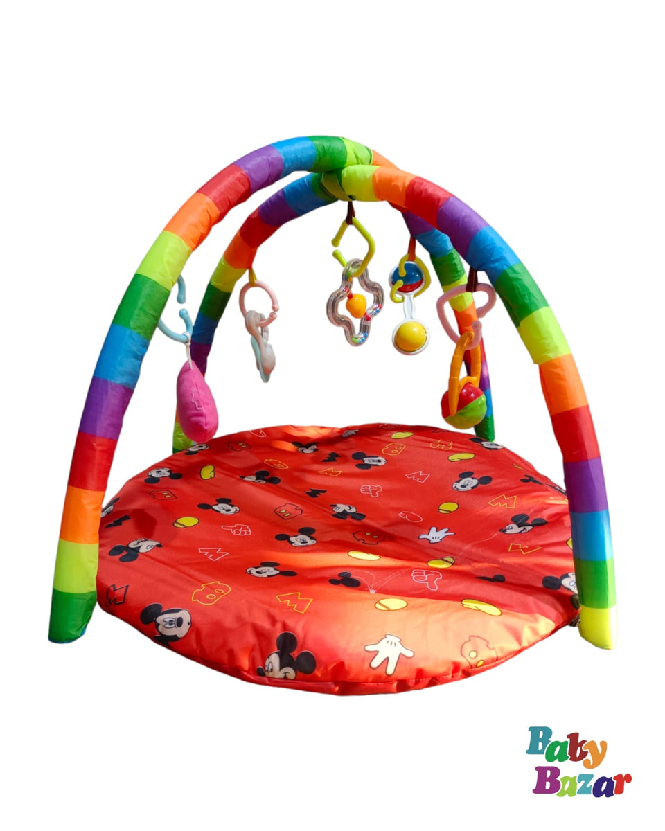 Baby Play Gym Mat With Rattles Bar Boys Girls Educational Crawling Car ...