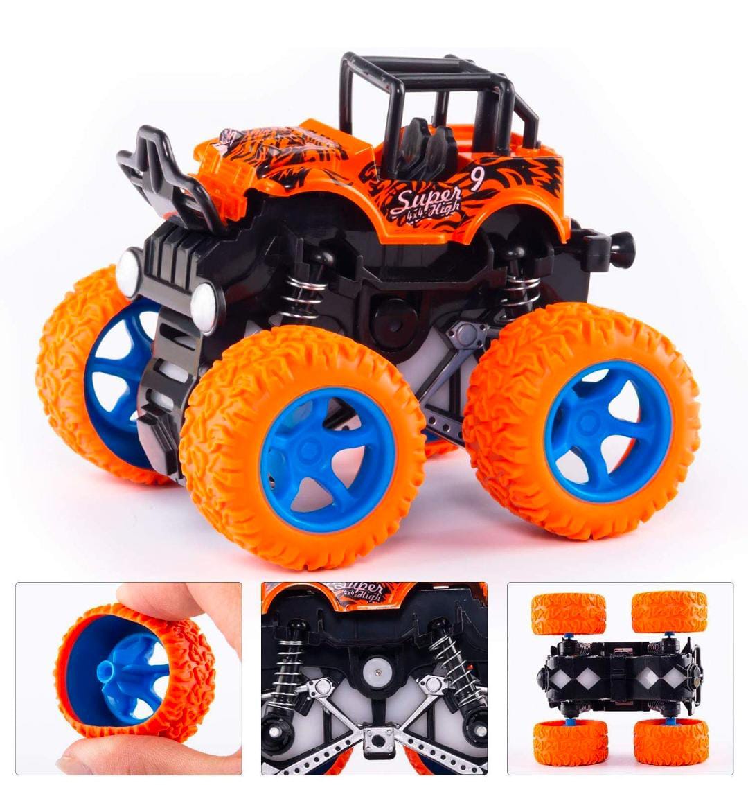 Big Wheel Monster Car Toy For Children In Orange Color – Baby Bazar