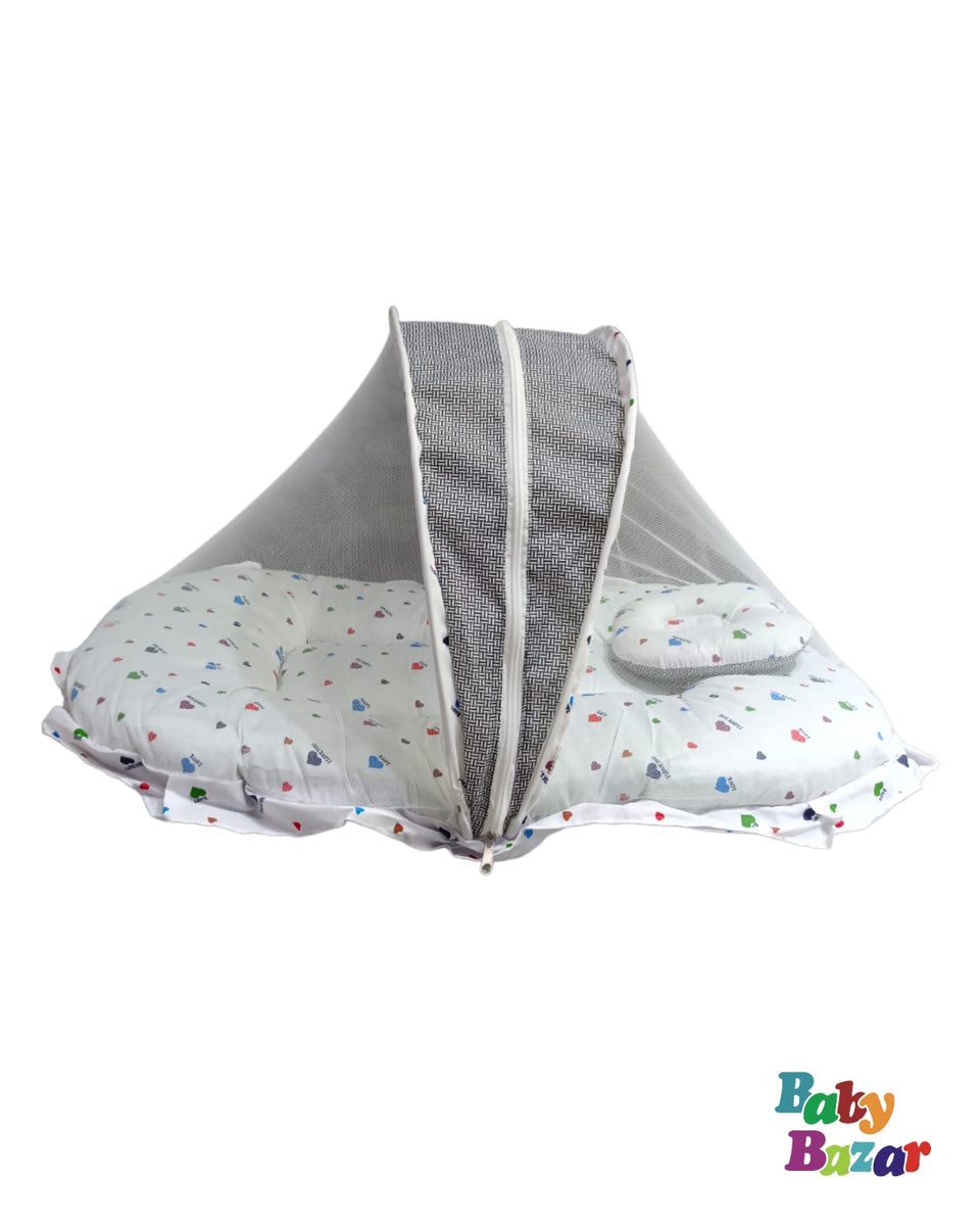 Black Foldable Baby Bister With Mosquito Net – Baby Bazar