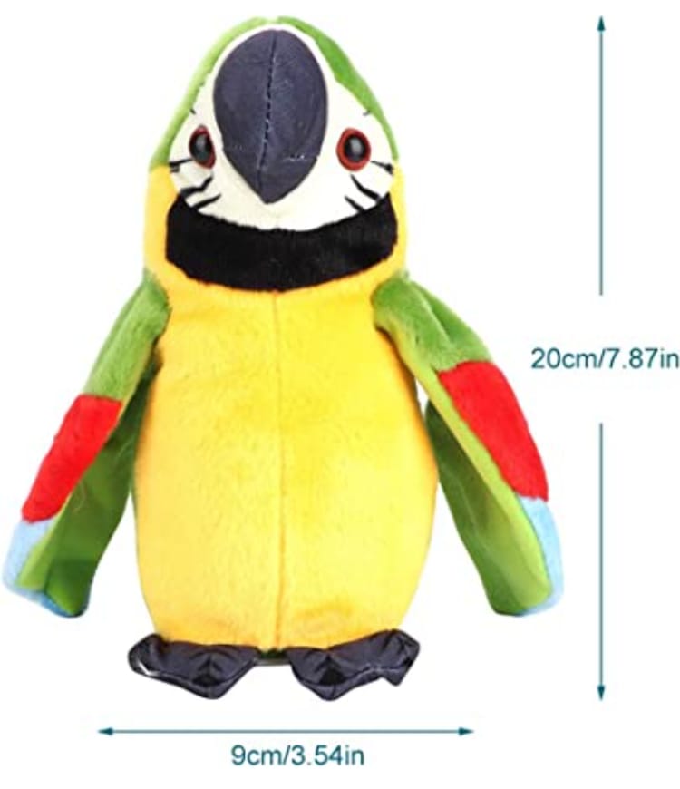 Cute Electric Talking Parrot Plush Toy Speaking Record Repeats Waving ...