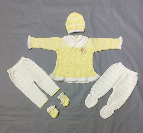 Dress For New Born Baby Girl In Yellow Color Wool Stuff – Baby Bazar