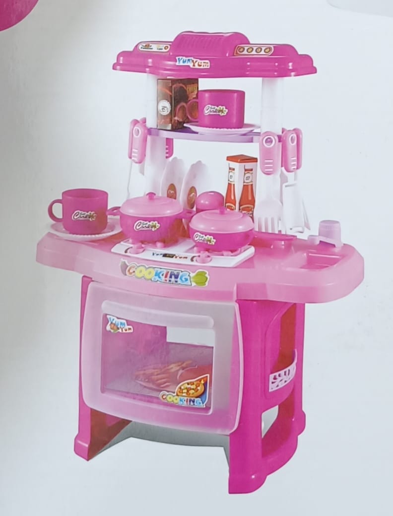 Kitchen Cooking Set Toy In Pink Color For Kids With Music And Lights E ...