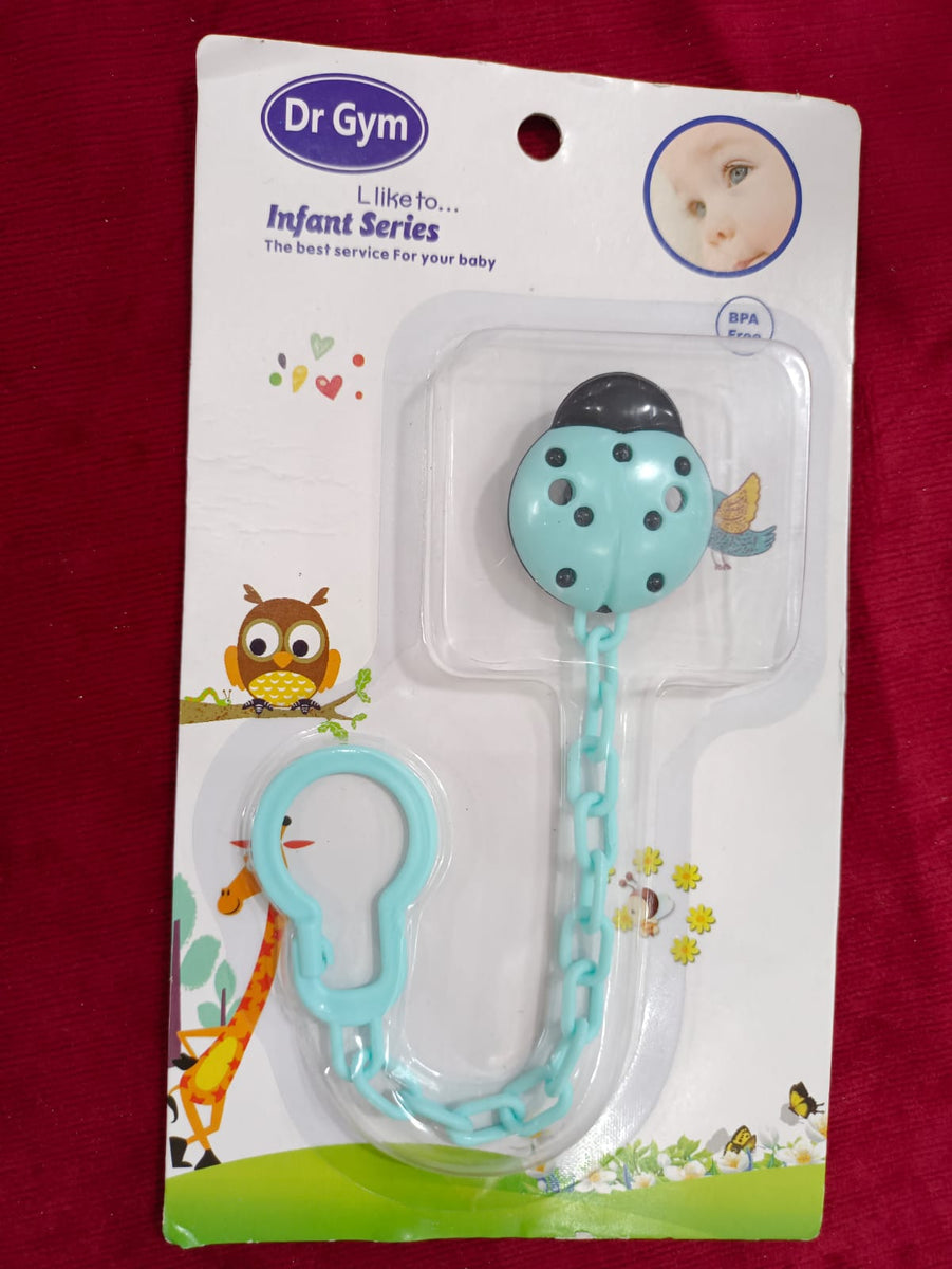 Lady Bug Design Pacifier Chain In Aqua Color – Baby Bazar