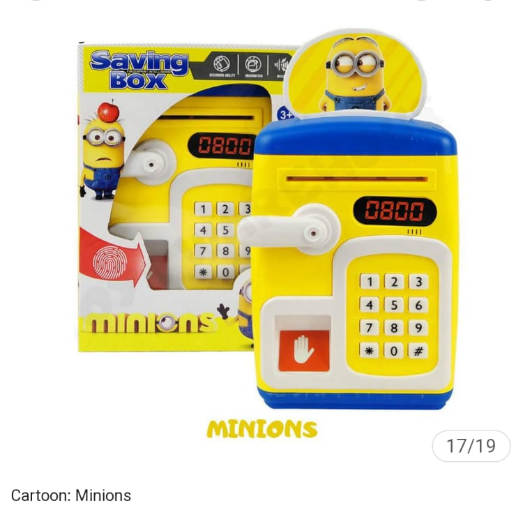 Money Safe Kids With Finger Print Sensor Piggy Savings ATM Coin Bank W ...