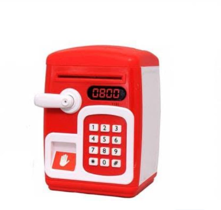 Money Safe Kids With Finger Print Sensor Piggy Savings ATM Coin Bank W ...