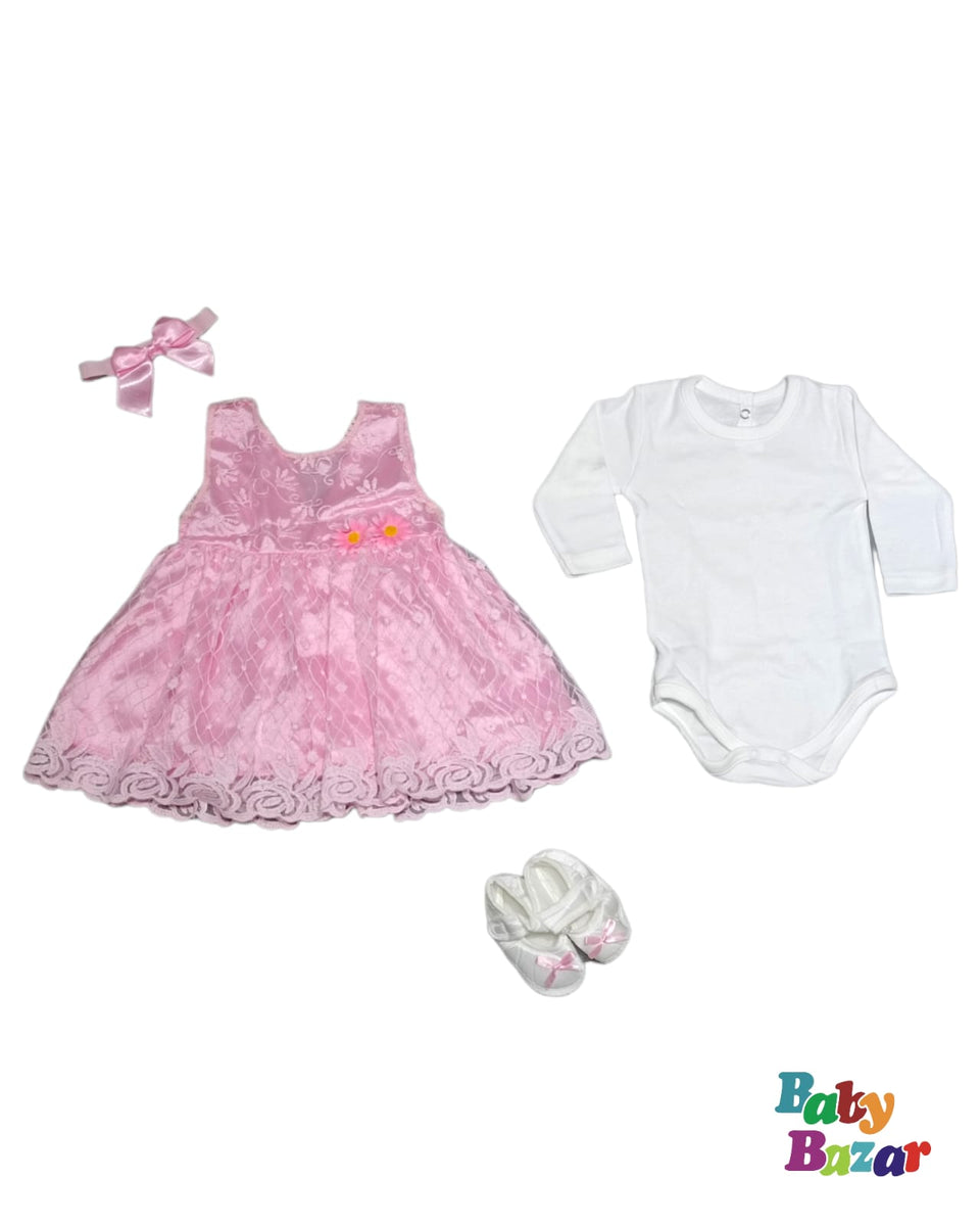New Born Baby Girl Turkish Set In Beautiful Design Pink Color – Baby Bazar