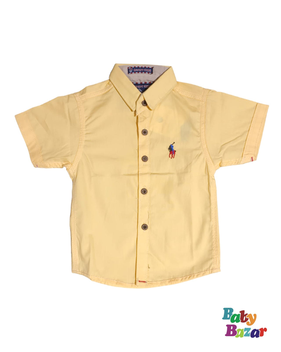 Polo Dress Shirt For Baby Boy In Yellow Color Cotton Stuff – Baby Bazar