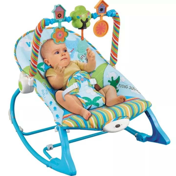 Rocker For Babies With Vibration Function And Hanging Rattles Bar , Mu ...