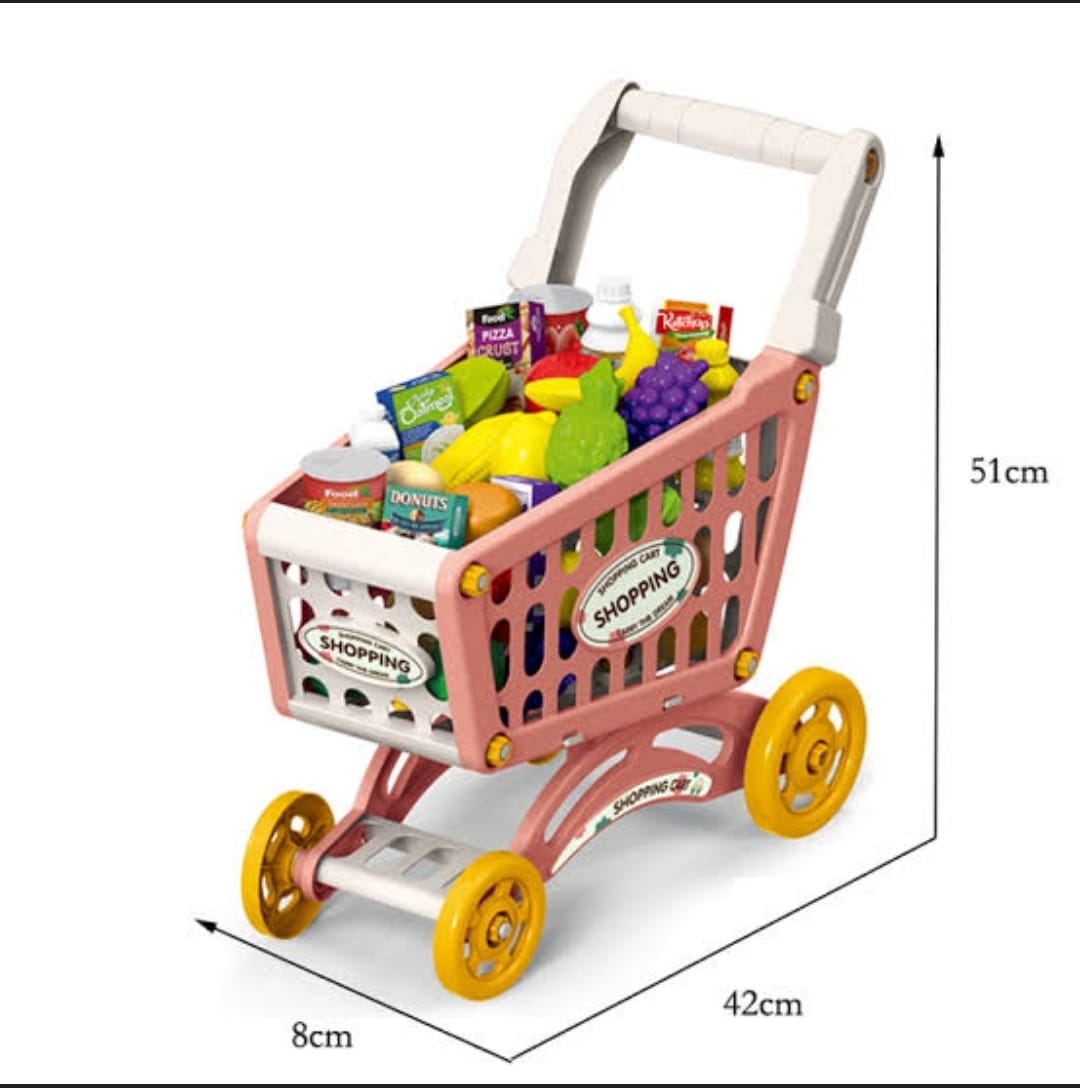 Shopping Trolley Cart Toy Pretend Play Food Accessories Grocery Cart f ...