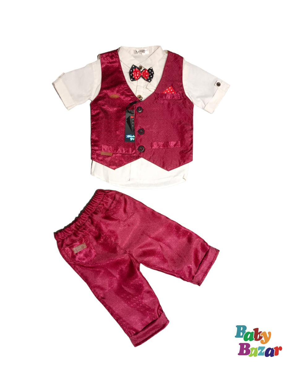 Stylish Pant Coat For Baby Boy IN Maroon Color – Baby Bazar