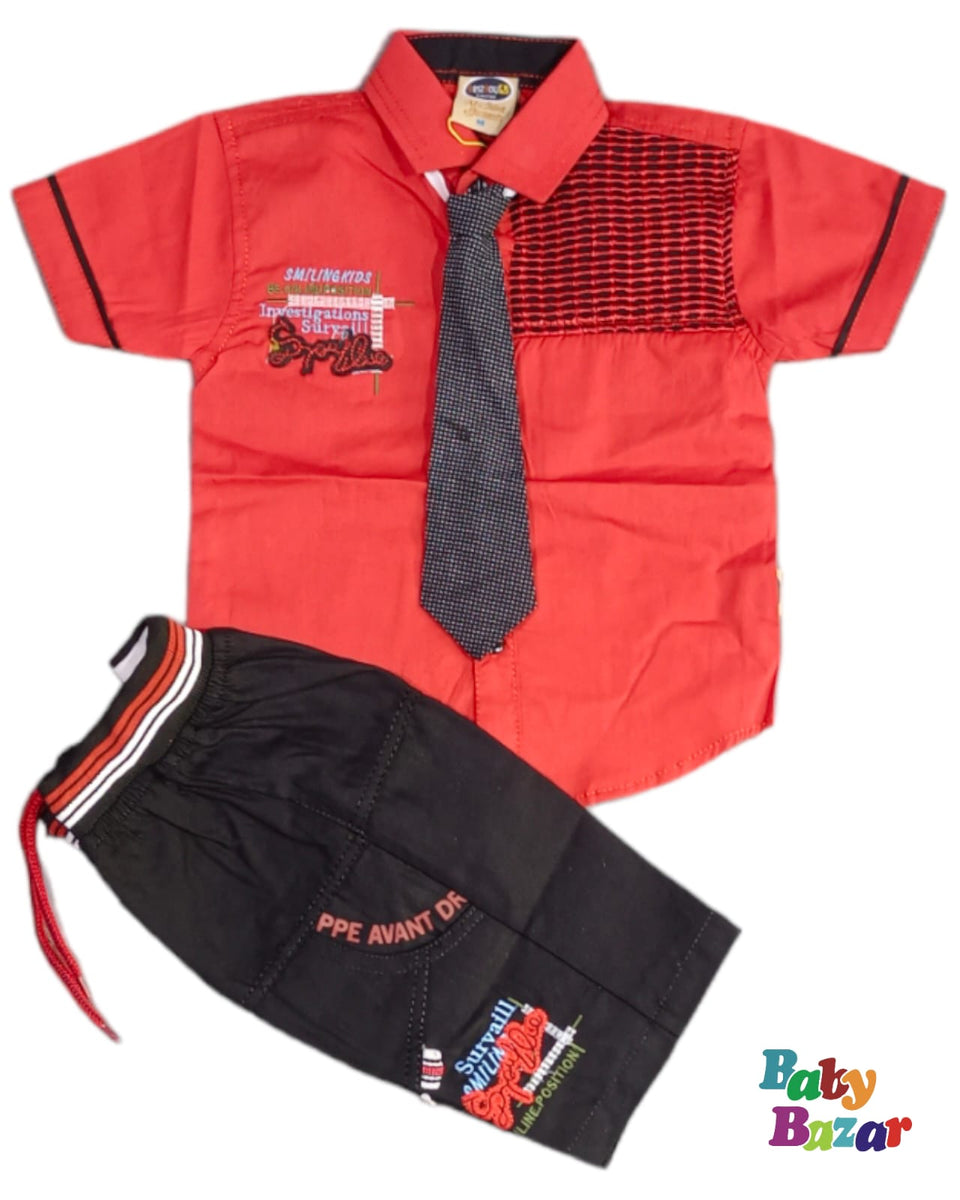 Summer Dress In Embroidery Shirt And Jeans Nicker With Tie – Baby Bazar