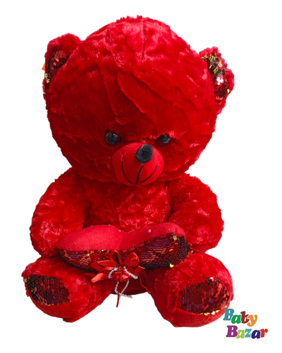 Teddy Bear For Babies In Red Color Stuff Toy – Baby Bazar
