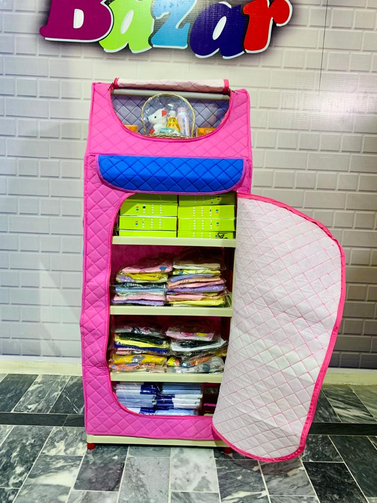 Baby Almari | Cupboard With 5 Roomy Shelves Pink - Baby Bazar