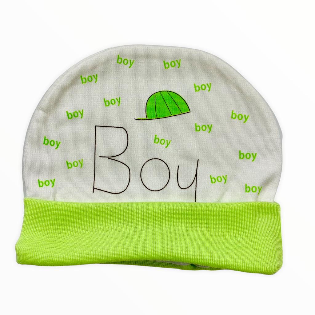 New Born Cap For Boy In Blended Stuff Green Color – Baby Bazar