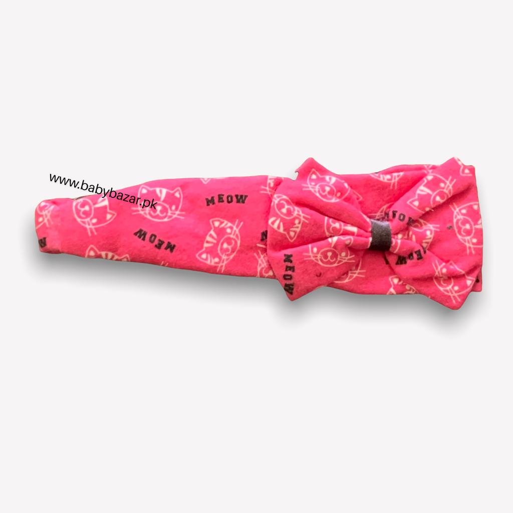 Imported Head Ribbons In Pink Colour With Meow Design From 2 to 8 Year ...