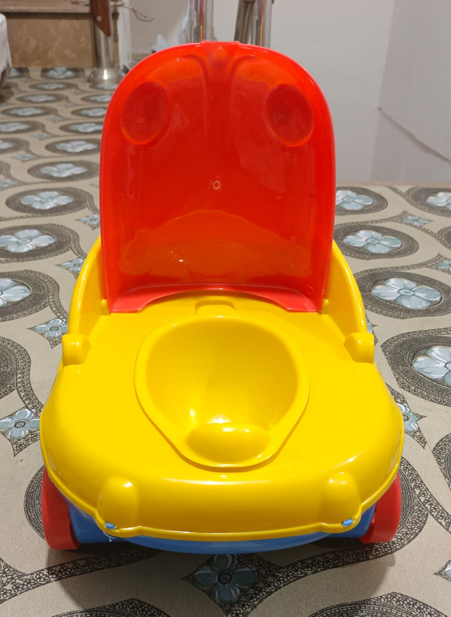 Potty Seat With Four Tyres For Children In Yellow Color – Baby Bazar