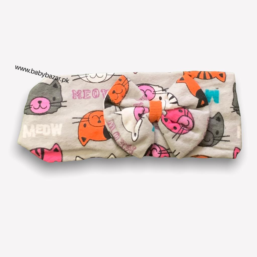 Imported Head Ribbons In Grey Colour With Meow Design From 2 to 8 Year ...