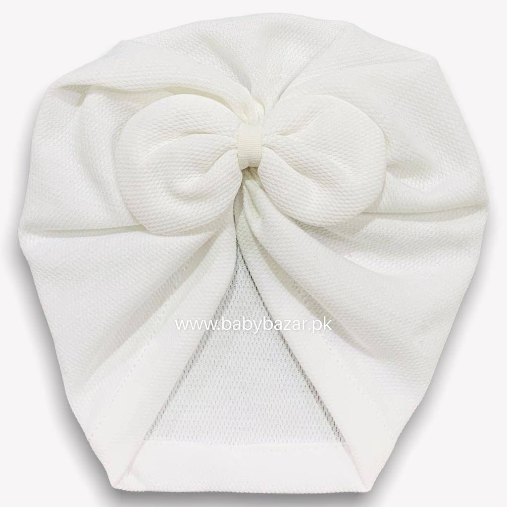 New Born Cap In White Color Blended Stuff – Baby Bazar